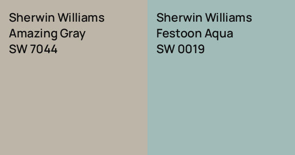 Sherwin Williams Amazing Gray vs. Sherwin Williams Festoon Aqua comparison