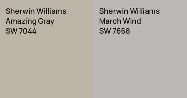 Sherwin Williams Amazing Gray vs. Sherwin Williams March Wind comparison