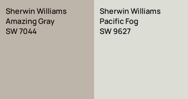 Sherwin Williams Amazing Gray vs. Sherwin Williams Pacific Fog comparison