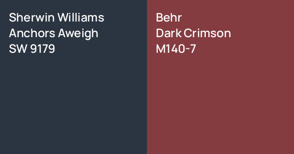 Sherwin Williams Anchors Aweigh vs. Behr Dark Crimson comparison