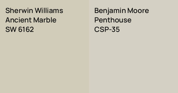 Sherwin Williams Ancient Marble vs. Benjamin Moore Penthouse comparison