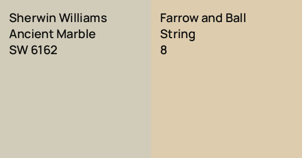 Sherwin Williams Ancient Marble vs. Farrow and Ball String comparison