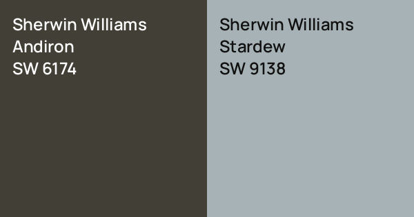 Sherwin Williams Andiron vs. Sherwin Williams Stardew comparison
