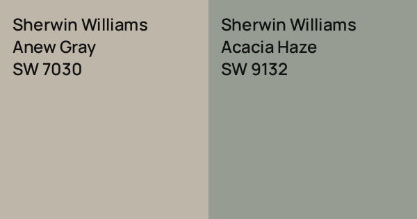 Sherwin Williams Anew Gray vs. Sherwin Williams Acacia Haze comparison