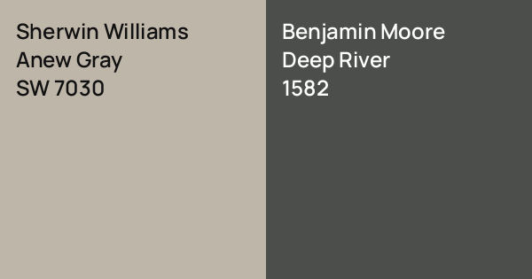 Sherwin Williams Anew Gray vs. Benjamin Moore Deep River comparison
