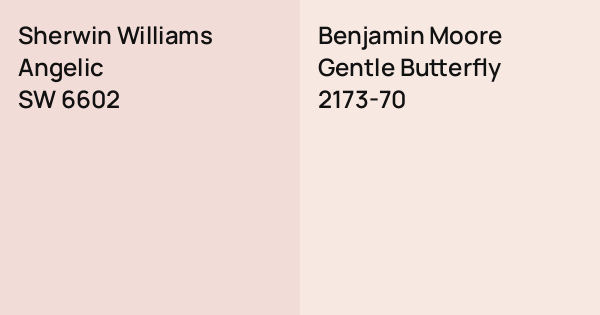 Sherwin Williams Angelic vs. Benjamin Moore Gentle Butterfly comparison
