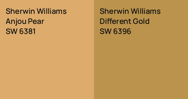 Sherwin Williams Anjou Pear vs. Sherwin Williams Different Gold comparison