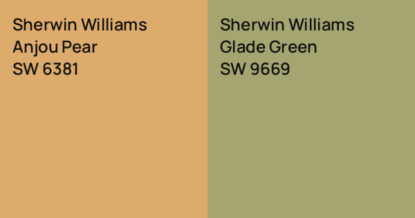 Sherwin Williams Anjou Pear vs. Sherwin Williams Glade Green comparison