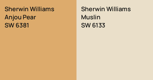 Sherwin Williams Anjou Pear vs. Sherwin Williams Muslin comparison