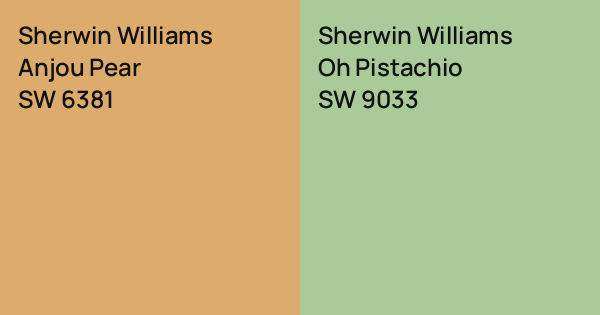 Sherwin Williams Anjou Pear vs. Sherwin Williams Oh Pistachio comparison