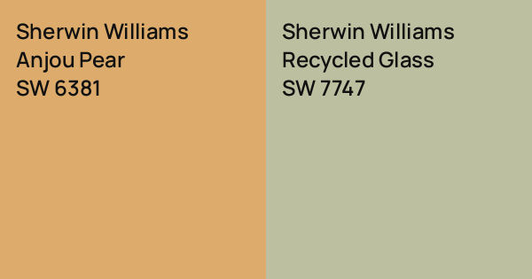 Sherwin Williams Anjou Pear vs. Sherwin Williams Recycled Glass comparison