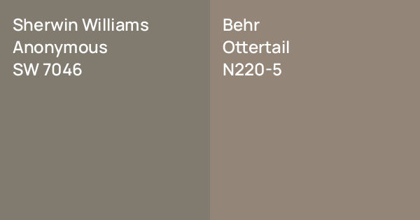 Sherwin Williams Anonymous vs. Behr Ottertail comparison