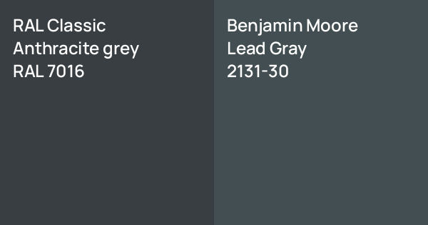 RAL Classic Anthracite grey vs. Benjamin Moore Lead Gray comparison