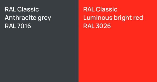 RAL Classic Anthracite grey vs. RAL Classic Luminous bright red comparison