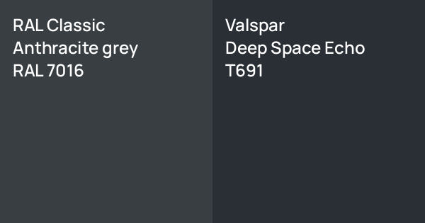 RAL Classic Anthracite grey vs. Valspar Deep Space Echo comparison