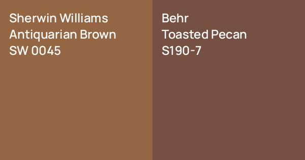 Sherwin Williams Antiquarian Brown vs. Behr Toasted Pecan comparison