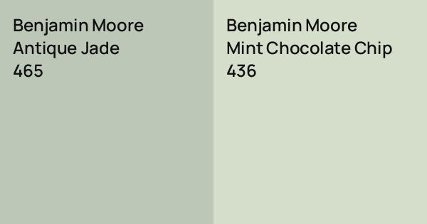 Benjamin Moore Antique Jade vs. Benjamin Moore Mint Chocolate Chip ...