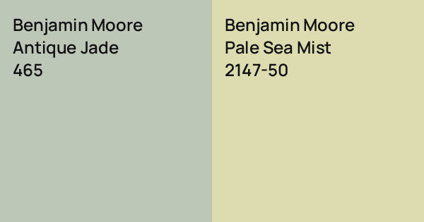 Benjamin Moore Antique Jade vs. Benjamin Moore Pale Sea Mist comparison