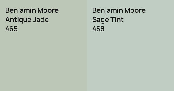 Benjamin Moore Antique Jade vs. Benjamin Moore Sage Tint comparison