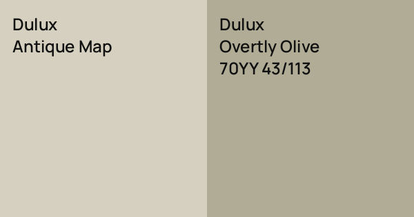 Dulux Antique Map vs. Dulux Overtly Olive comparison