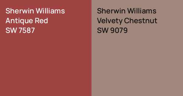 Sherwin Williams Antique Red vs. Sherwin Williams Velvety Chestnut ...
