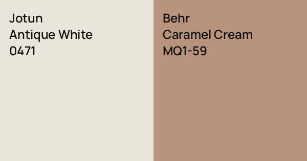 Jotun Antique White vs. Behr Caramel Cream comparison