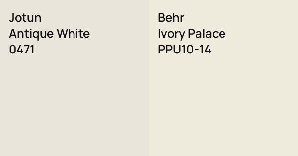 Jotun Antique White vs. Behr Ivory Palace comparison