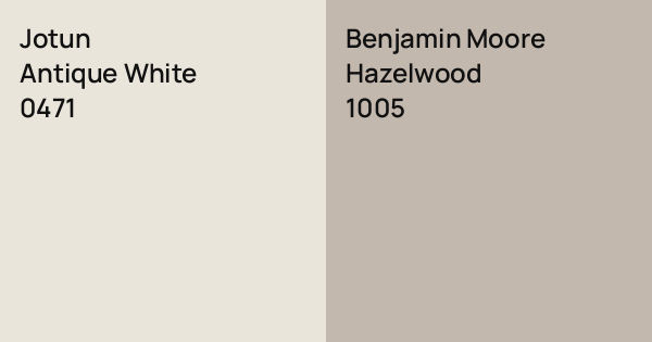 Jotun Antique White vs. Benjamin Moore Hazelwood comparison