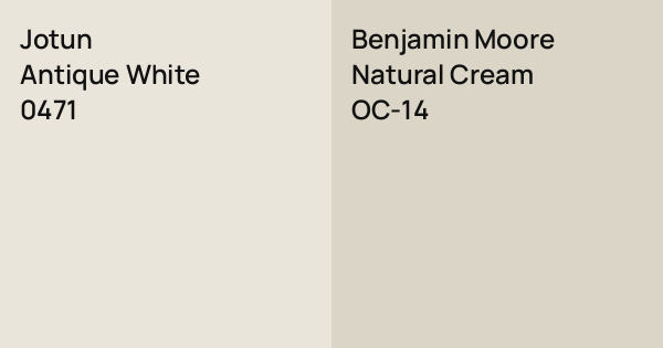 Jotun Antique White vs. Benjamin Moore Natural Cream comparison