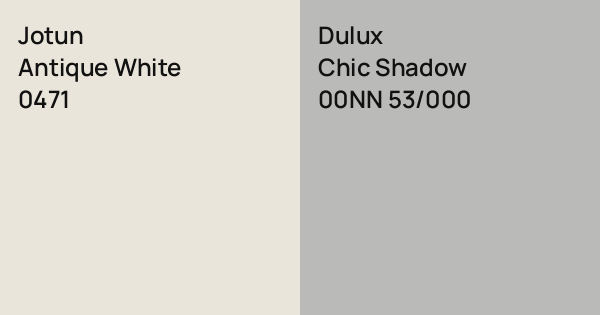 Jotun Antique White vs. Dulux Chic Shadow comparison
