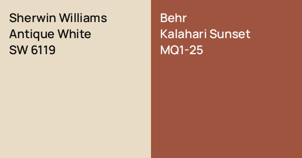 Sherwin Williams Antique White vs. Behr Kalahari Sunset comparison