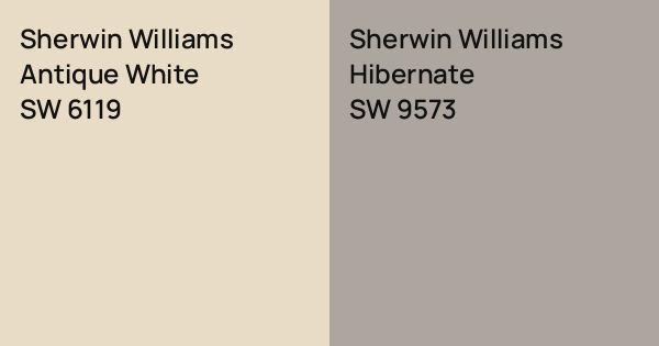 Sherwin Williams Antique White vs. Sherwin Williams Hibernate comparison