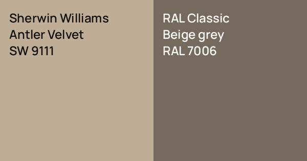 Sherwin Williams Antler Velvet vs. RAL Classic Beige grey comparison