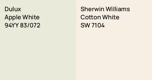 Dulux Apple White vs. Sherwin Williams Cotton White comparison