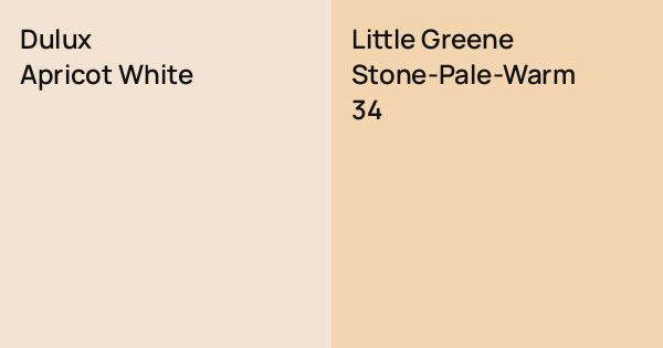 Dulux Apricot White vs. Little Greene Stone-Pale-Warm comparison