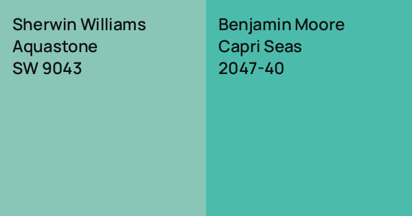 Sherwin Williams Aquastone vs. Benjamin Moore Capri Seas comparison