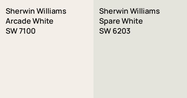 Sherwin Williams Arcade White vs. Sherwin Williams Spare White comparison