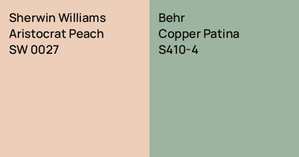 Sherwin Williams Aristocrat Peach vs. Behr Copper Patina comparison
