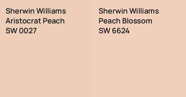 Sherwin Williams Aristocrat Peach vs. Sherwin Williams Peach Blossom ...