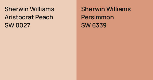Sherwin Williams Aristocrat Peach vs. Sherwin Williams Persimmon comparison