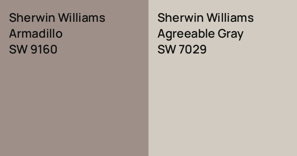 Sherwin Williams Armadillo vs. Sherwin Williams Agreeable Gray comparison
