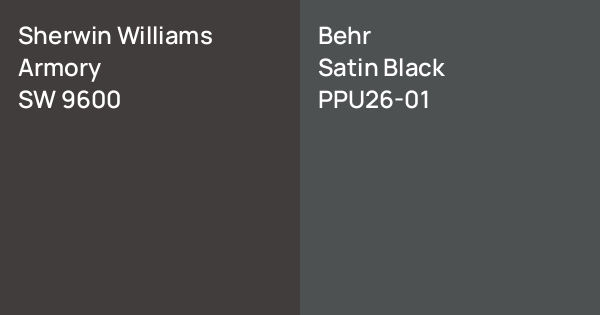 Sherwin Williams Armory vs. Behr Satin Black comparison