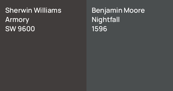 Sherwin Williams Armory vs. Benjamin Moore Nightfall comparison