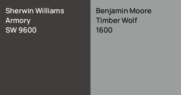 Sherwin Williams Armory vs. Benjamin Moore Timber Wolf comparison