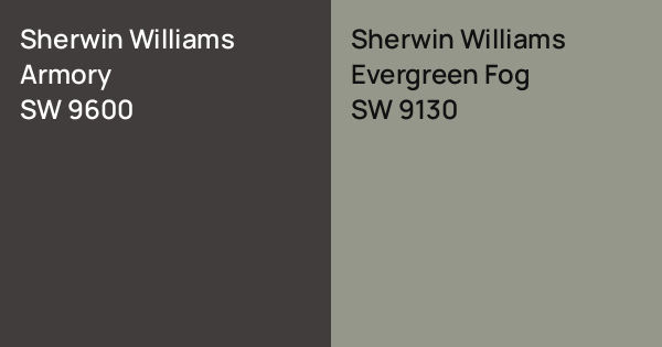 Sherwin Williams Armory vs. Sherwin Williams Evergreen Fog comparison