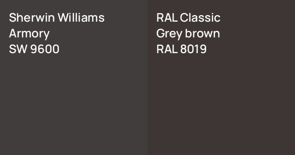Sherwin Williams Armory vs. RAL Classic Grey brown comparison