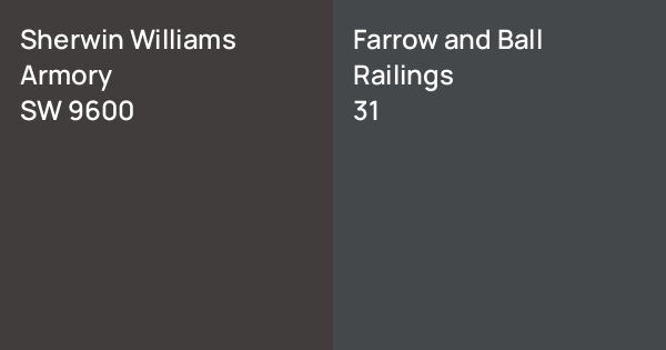 Sherwin Williams Armory vs. Farrow and Ball Railings comparison