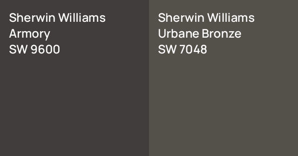 Sherwin Williams Armory vs. Sherwin Williams Urbane Bronze comparison