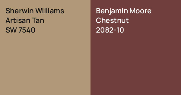 Sherwin Williams Artisan Tan vs. Benjamin Moore Chestnut comparison