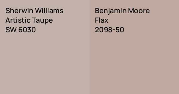 Sherwin Williams Artistic Taupe vs. Benjamin Moore Flax comparison